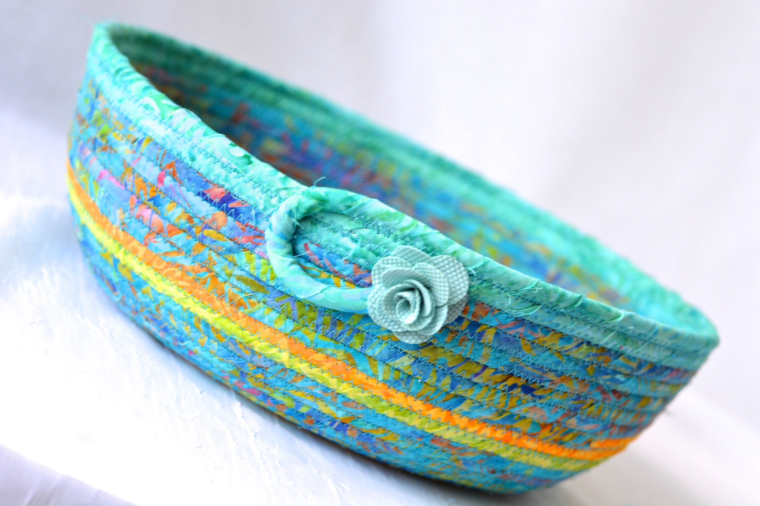 Tropical Batik Basket, Handmade Picnic Basket, Caribbean Batik Bowl ...