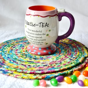 Boho Rainbow Mats, 2 Place Mats and a Hot Pad, Handmade Batik Fabric ...