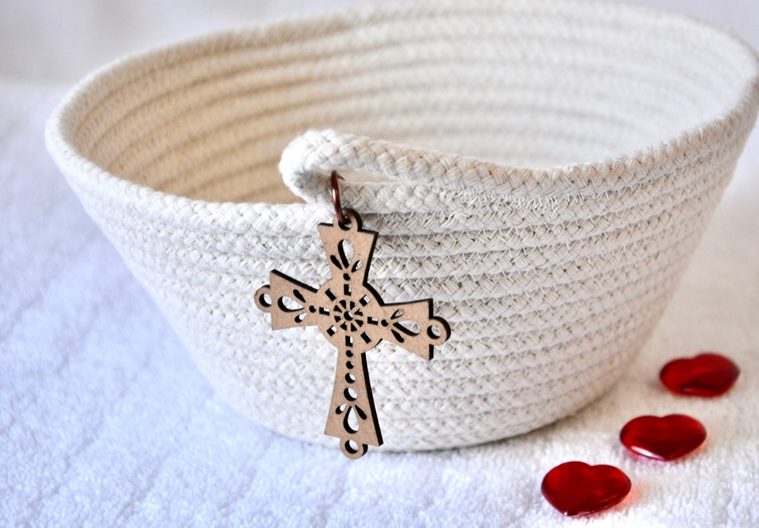 Country Easter Basket Cross Prayer Basket Handmade Rope - Etsy