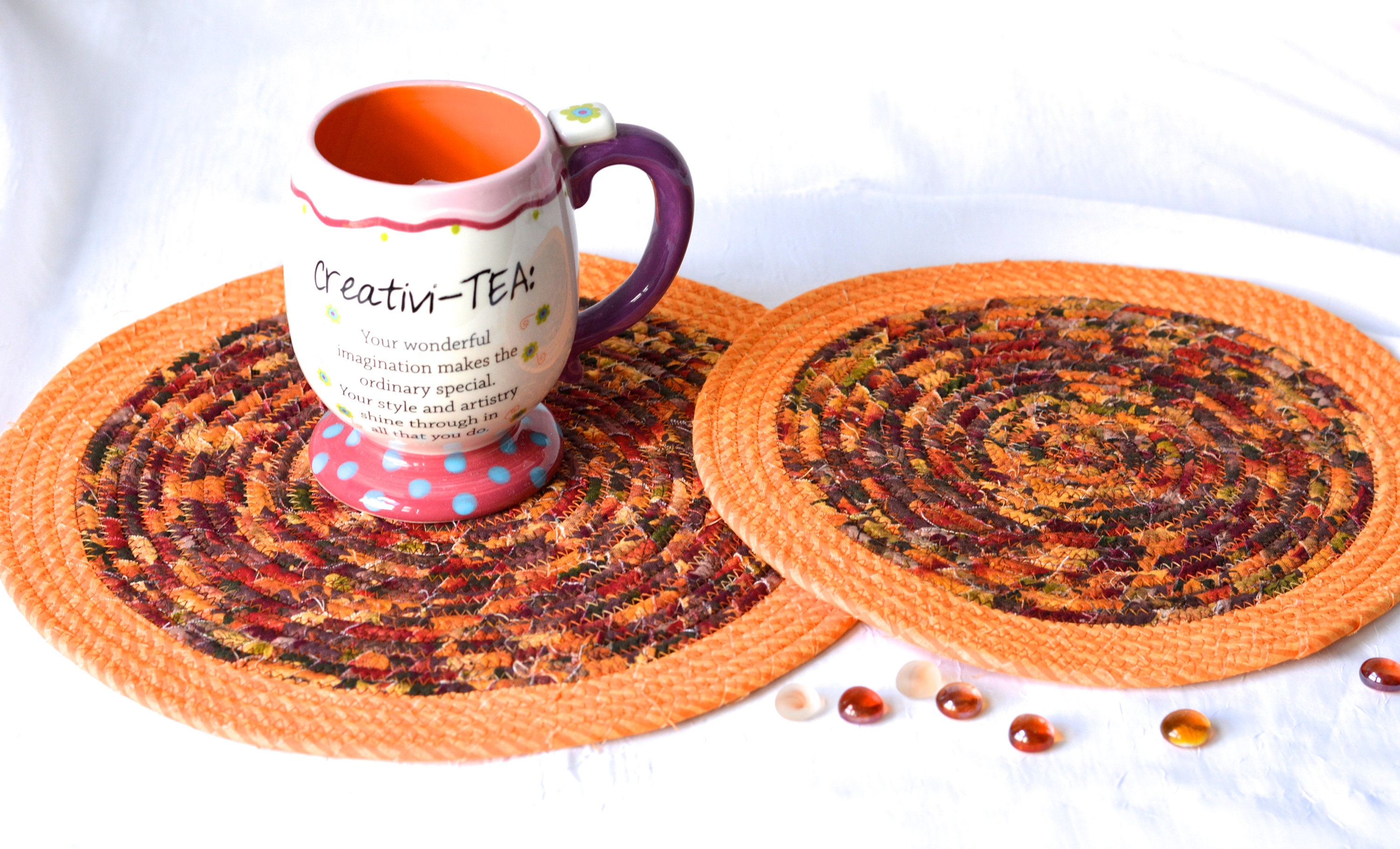 Fall Place Mats, 2 Handmade Trivets, Country Place Mats, Autumn ...