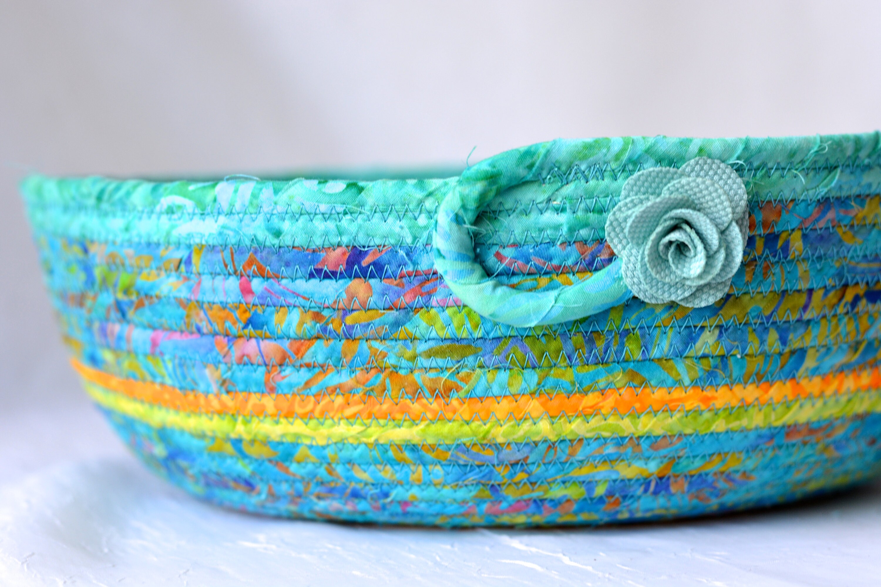 Tropical Batik Basket, Handmade Picnic Basket, Caribbean Batik Bowl ...
