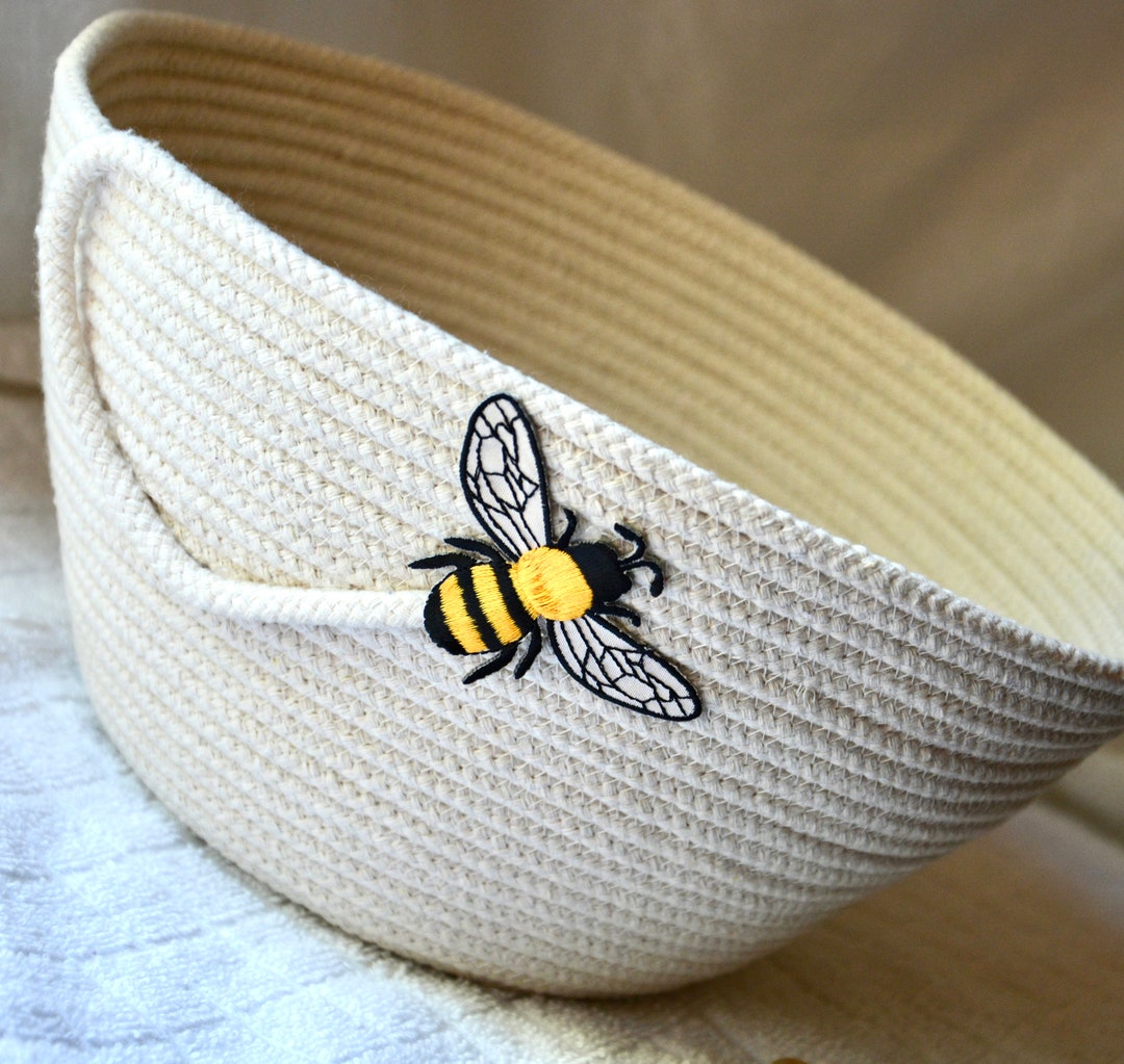 Unique Honey Bee Basket, Minimalist Rope Bowl, Handmade Key Basket ...