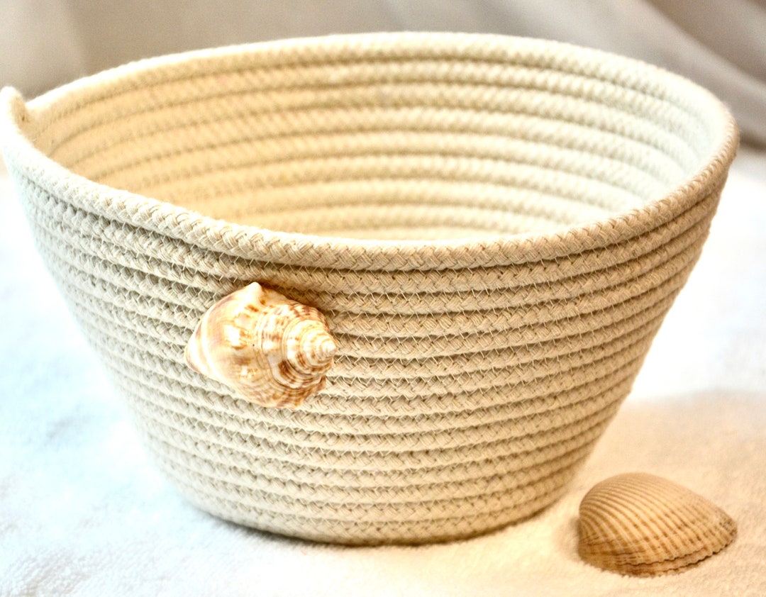 Beach Rope Bowl, Minimalist Clothesline Basket, Handcrafted Shell ...
