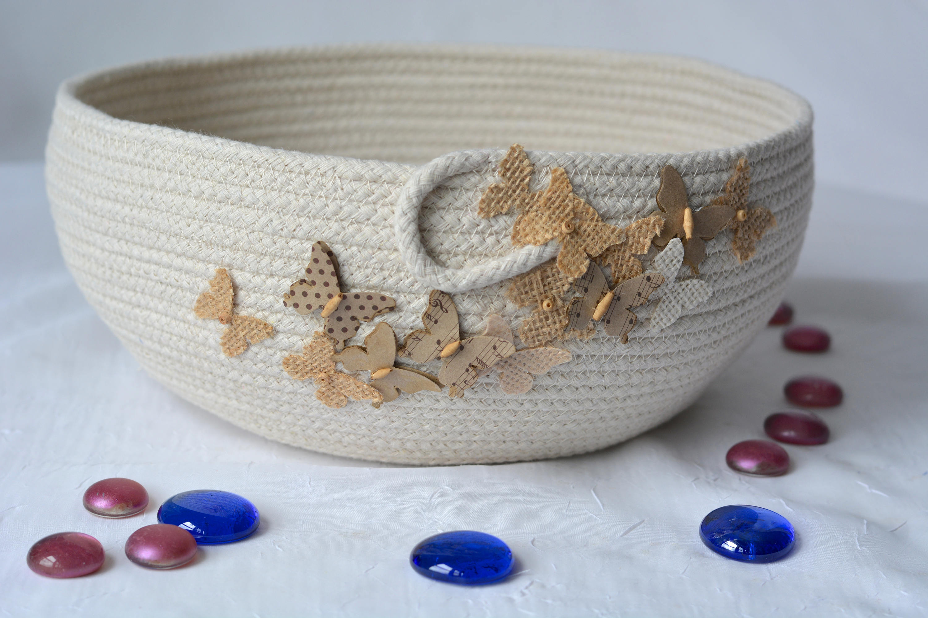 Home Decor Bowl, Handmade Rope Basket, Modern Clothesline Basket ...