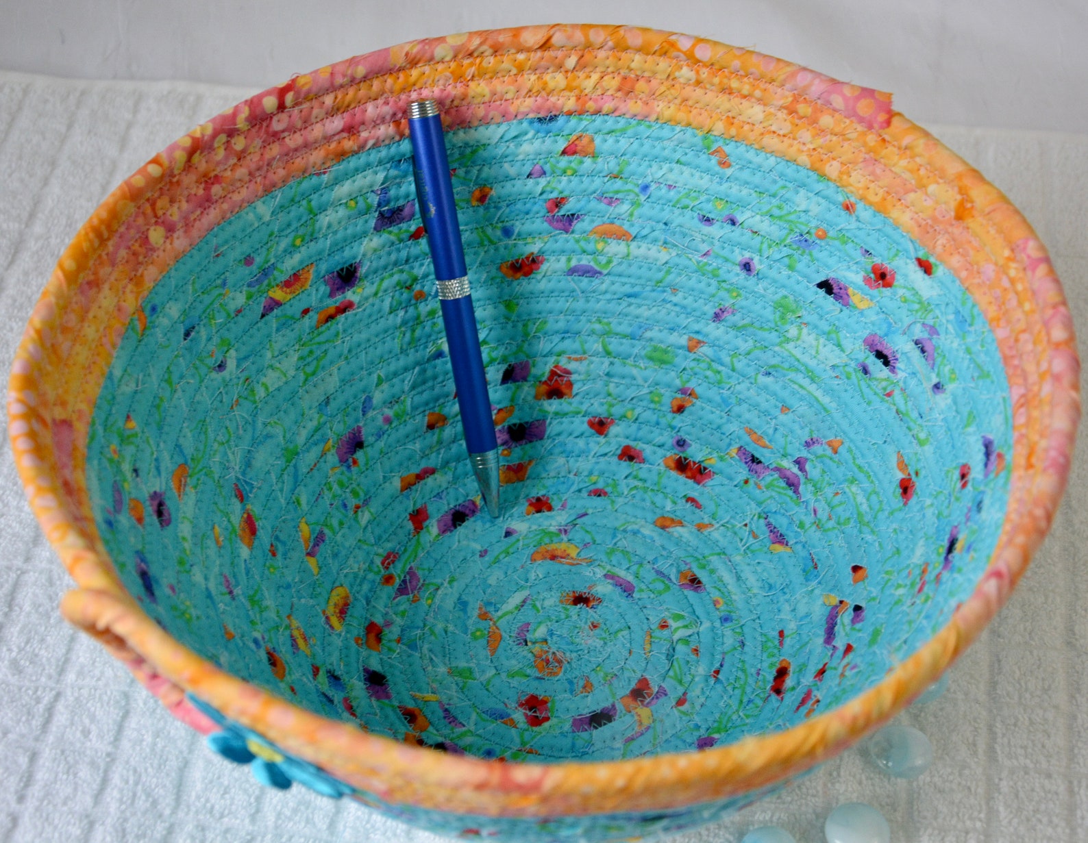 Handmade Tropical Fabric Basket, Caribbean Blue Napkin Holder, Bahama ...