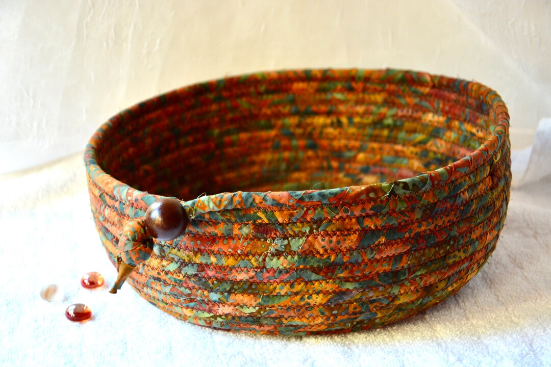 Decorative Batik Bowl, Fall Bread Basket, Autumn Fruit Bowl, Handmade ...