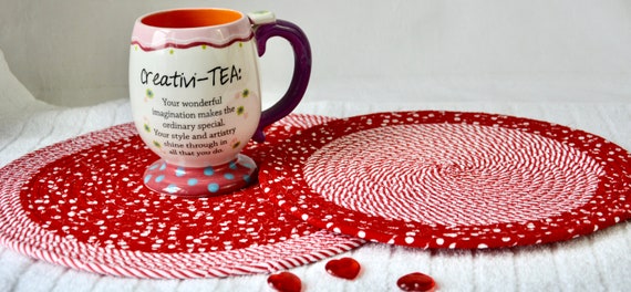 Valeninte's Day Table Toppers 2 Red Place Mats Handmade | Etsy