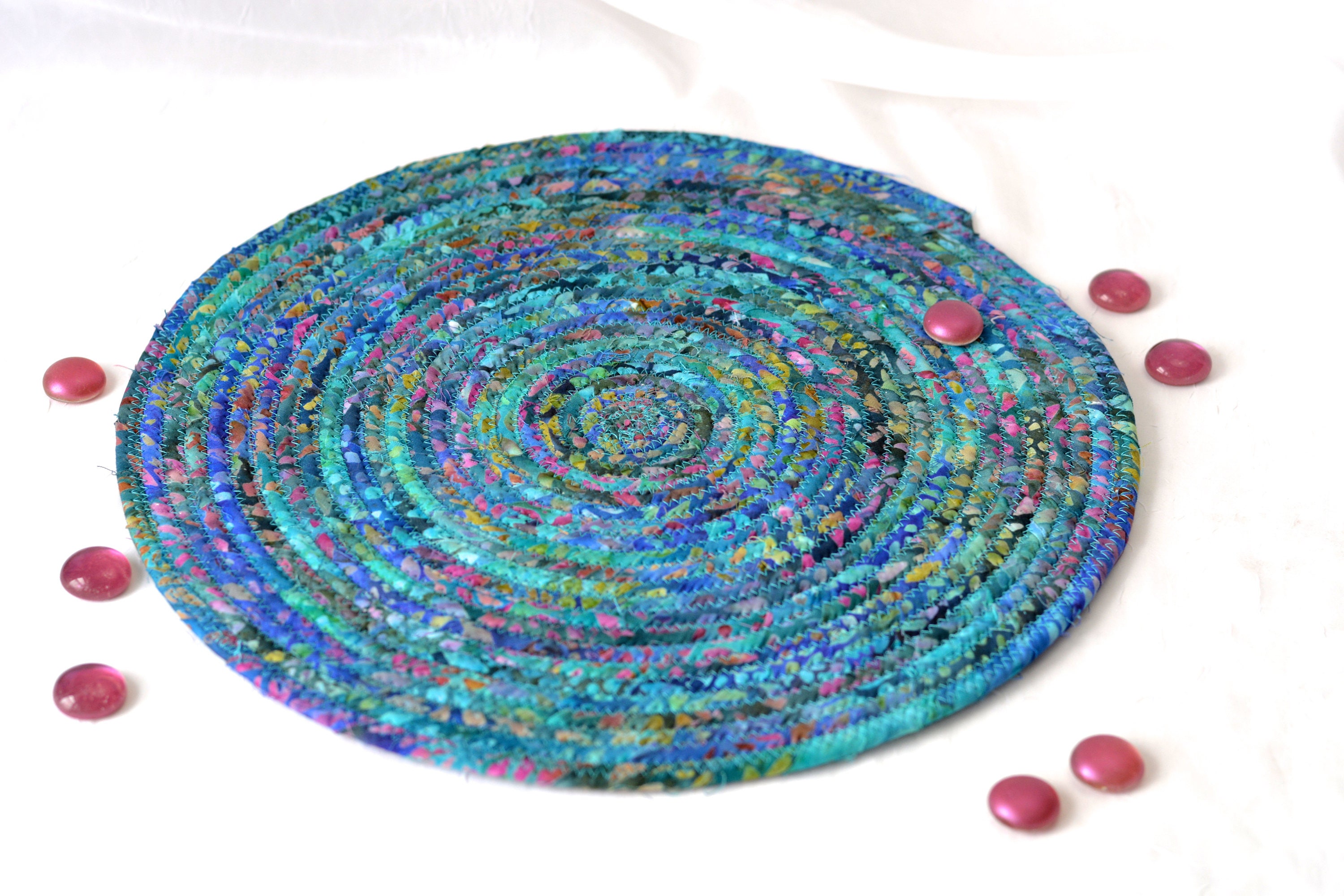 Artisan Batik Place Mat, 12 Handmade Blue Fabric Hot Pad, Beautiful ...