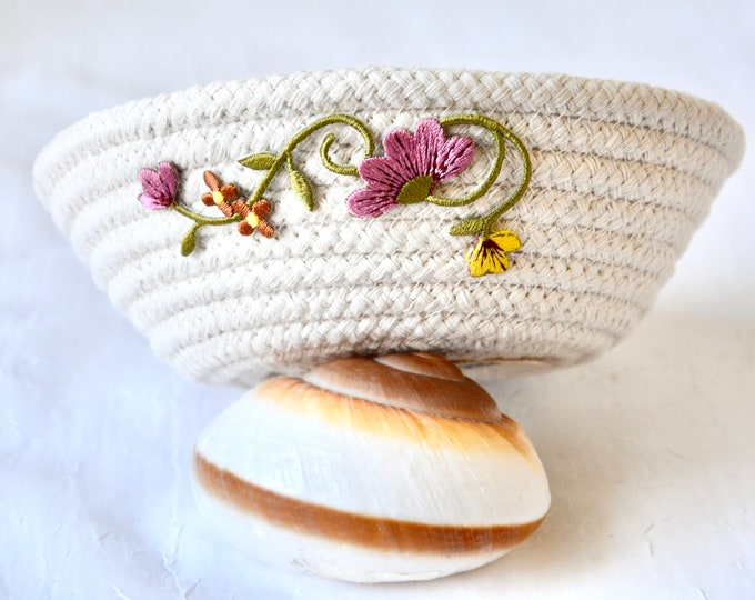 Winter Rope Bowl, Christmas Rope Basket, Holiday Decoration, Fabric ...