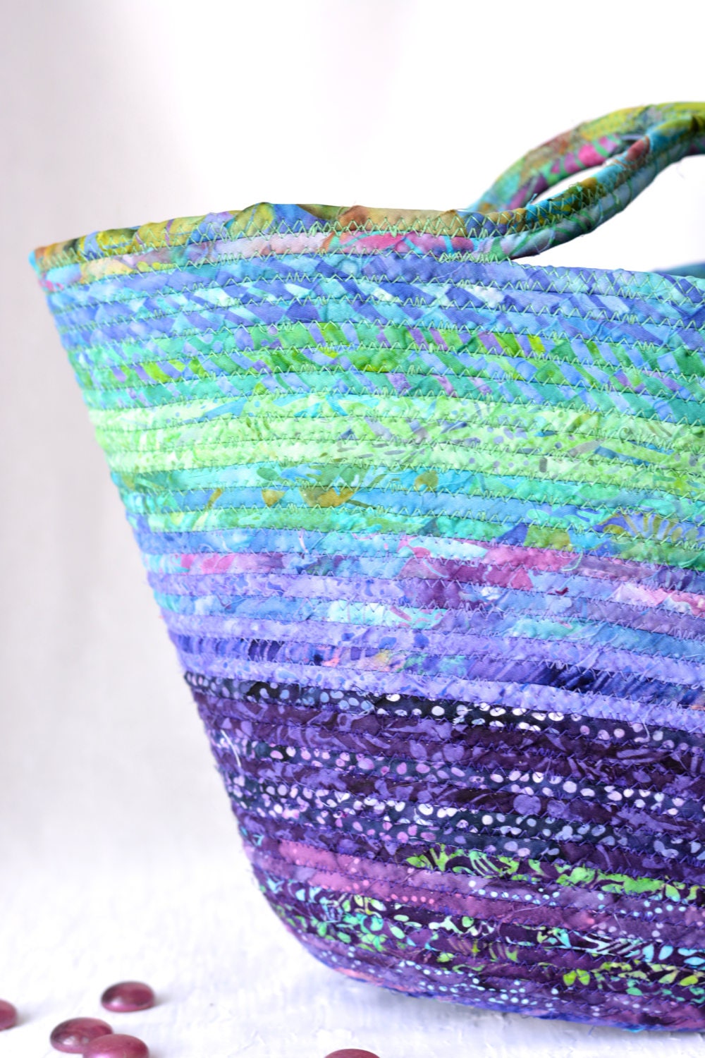 Purple Moses Basket, Handmade Batik Fiber Basket, Lovely Jade and ...