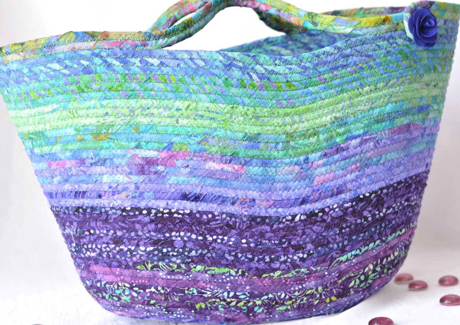 Purple Moses Basket, Handmade Batik Fiber Basket, Lovely Jade and ...