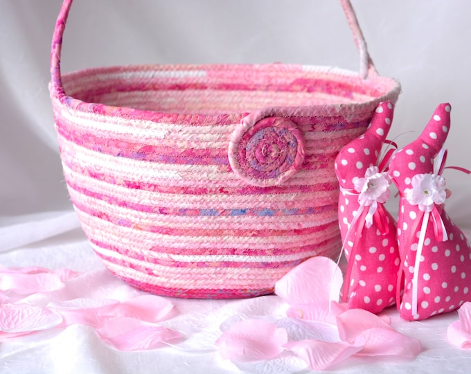 Pink Easter Basket Handmade Pink Batik Basket Gorgeous Fiber - Etsy