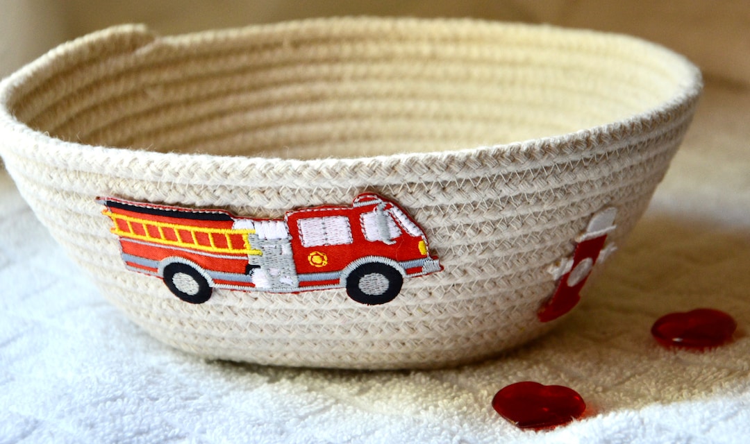 Fire Engine Bowl, Fun Gift Basket, Handmade Ring Basket, Cute Fire ...