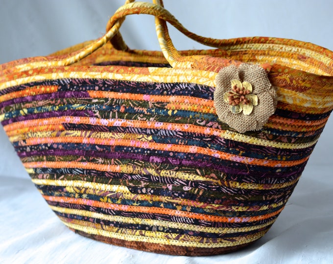 Fall Batik Basket Handmade Fabric Tote Bag Muted Berry - Etsy