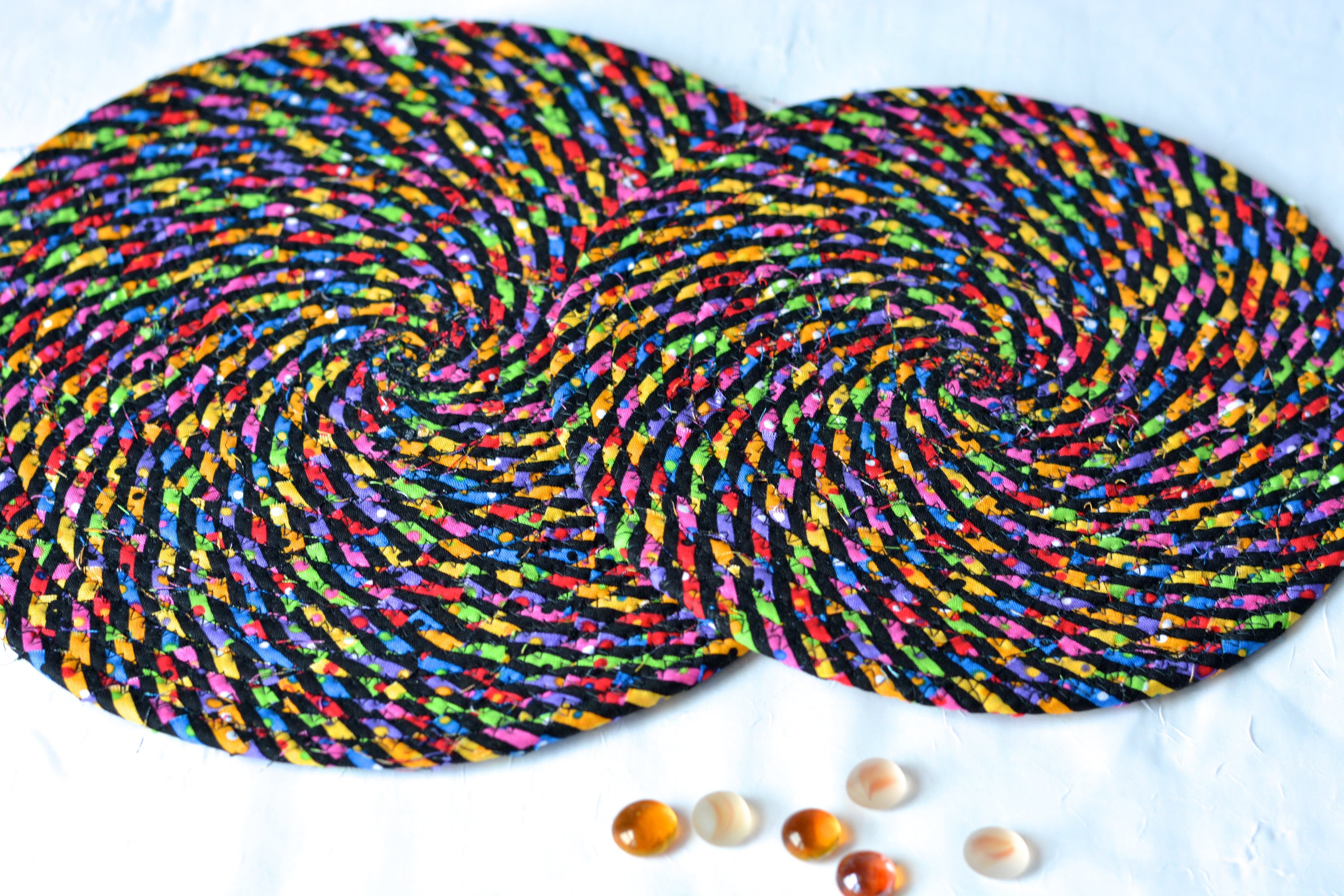 Kid Trivet Set, Handmade Rainbow Birthday Gift, 2 Quilted Trivets, 2 ...