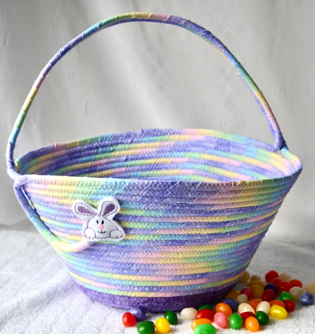 Pastel Easter Basket, Girl Easter Bucket, Easter Egg Hunt Tote Bag ...