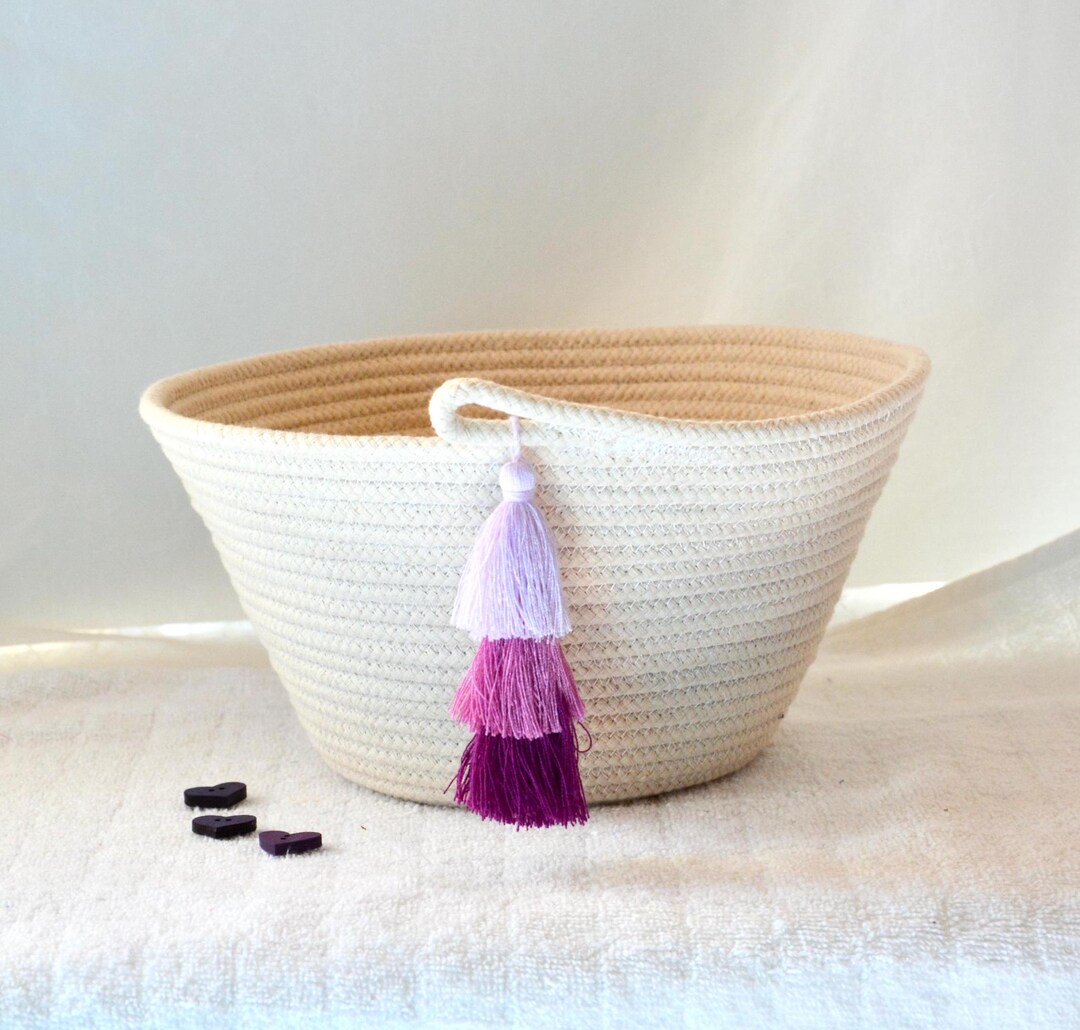 Farmhouse Rope Basket, Summer Picnic Basket, Handmade Country Cottage ...