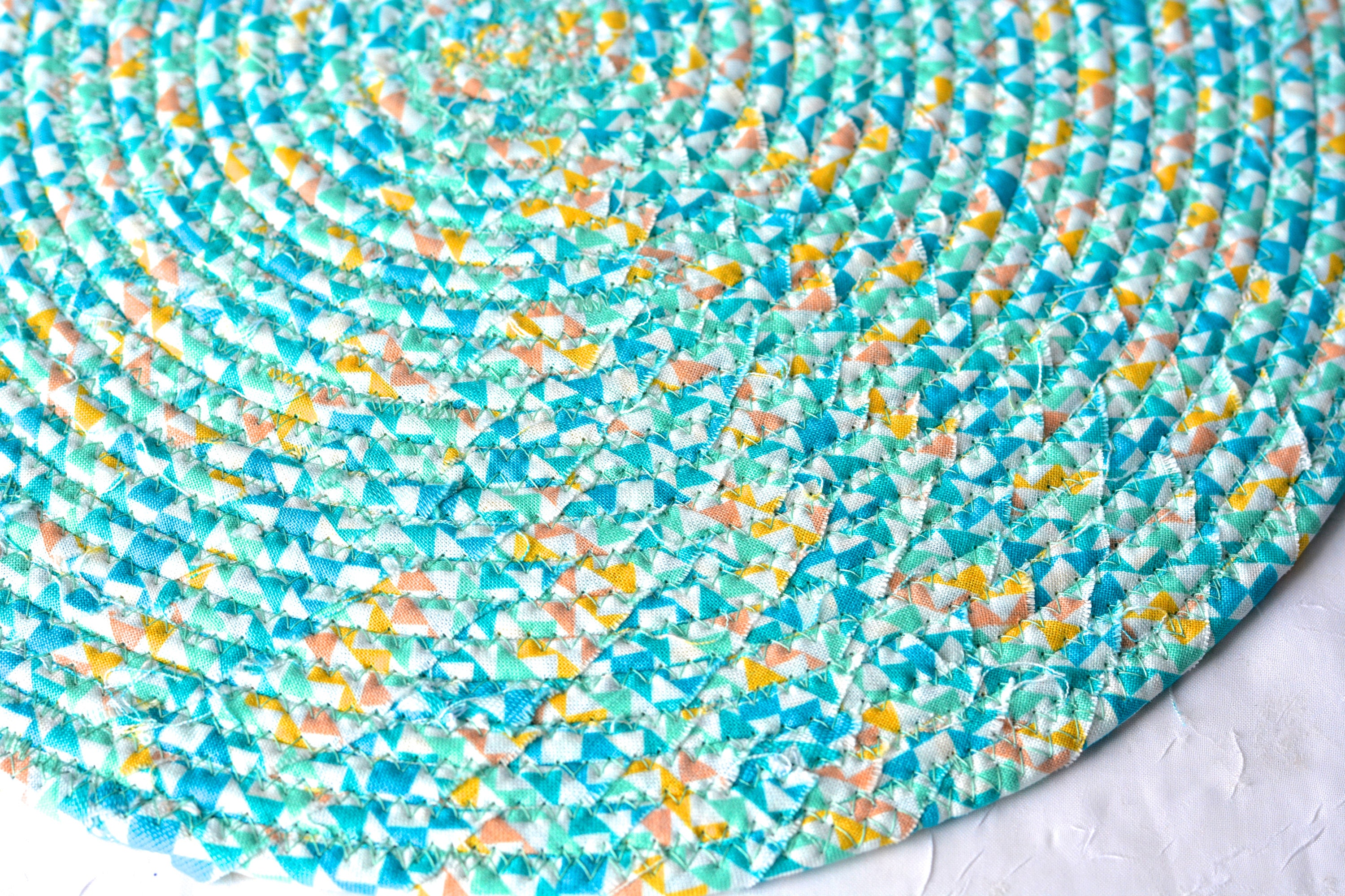 Aqua Place Mats, 2 Blue Coiled Trivets, Handmade Turquoise Mug Rugs ...