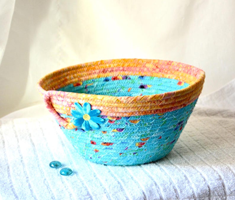 Handmade Tropical Fabric Basket, Caribbean Blue Napkin Holder, Bahama ...