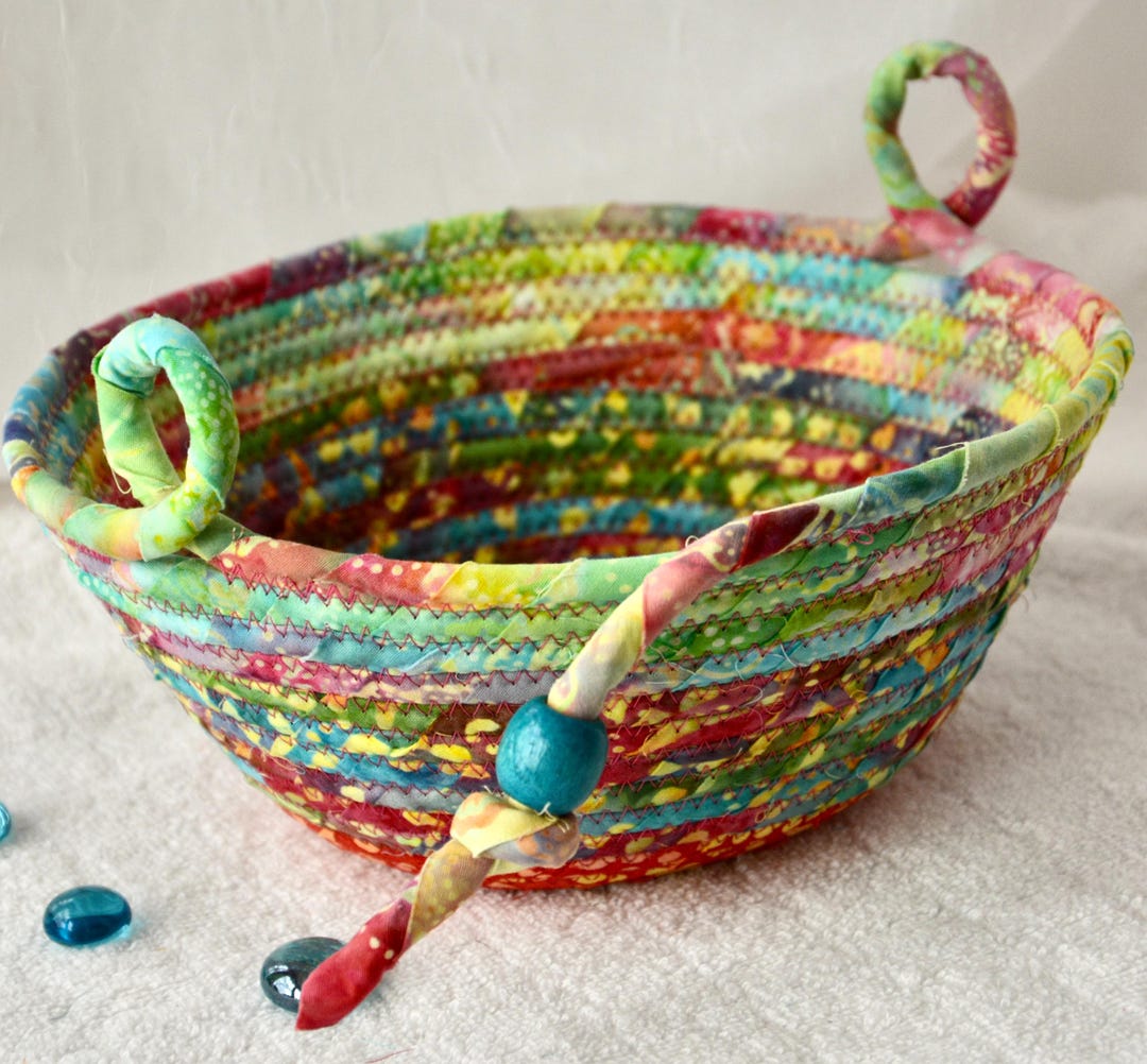 Fun Aqua Basket, Cute Candy Bowl, Batik Fabric Basket, Handmade Bath ...