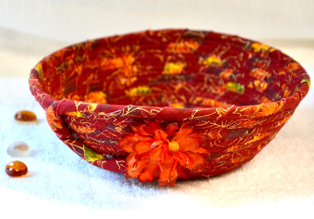 Red Office Basket, Desk Candy Dish, Earth Tone Gift Basket, Key Holder ...