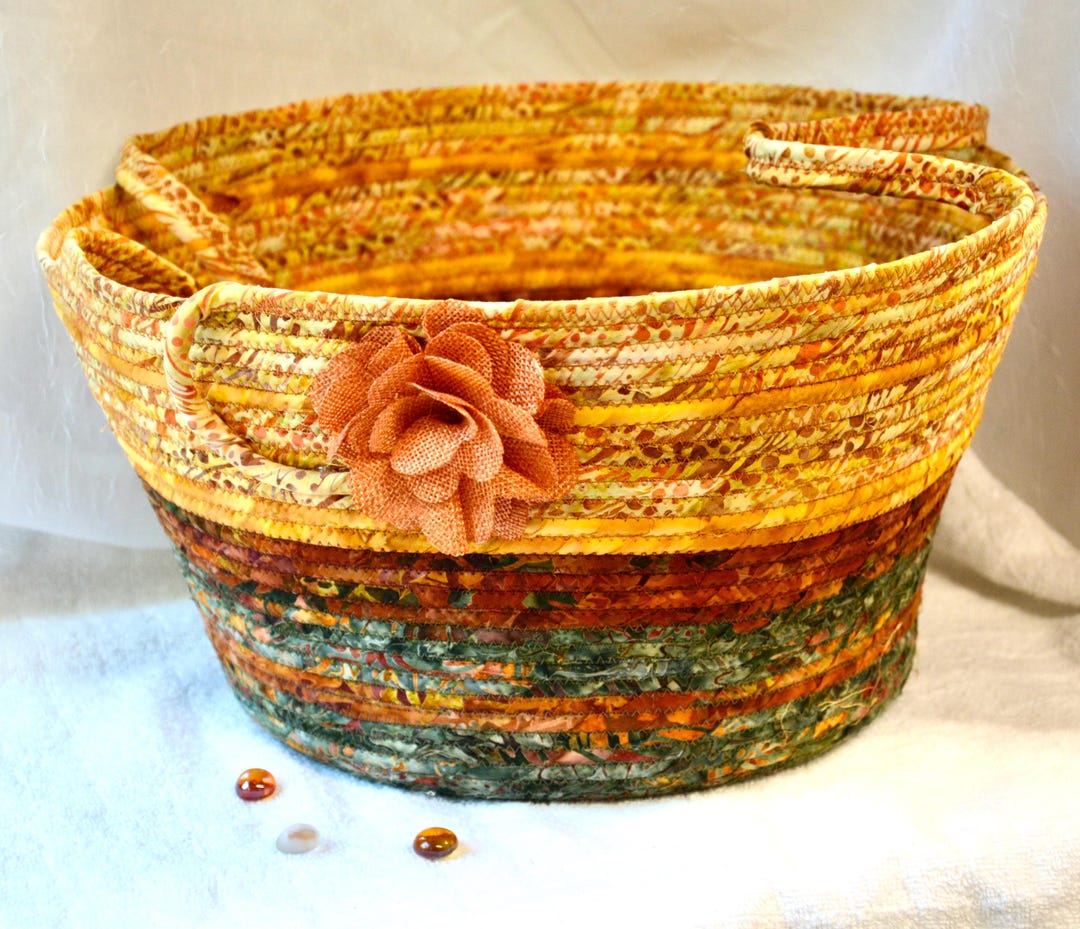Bohemian Batik Basket, Handmade Fabric Basket for Towels or Yarn ...