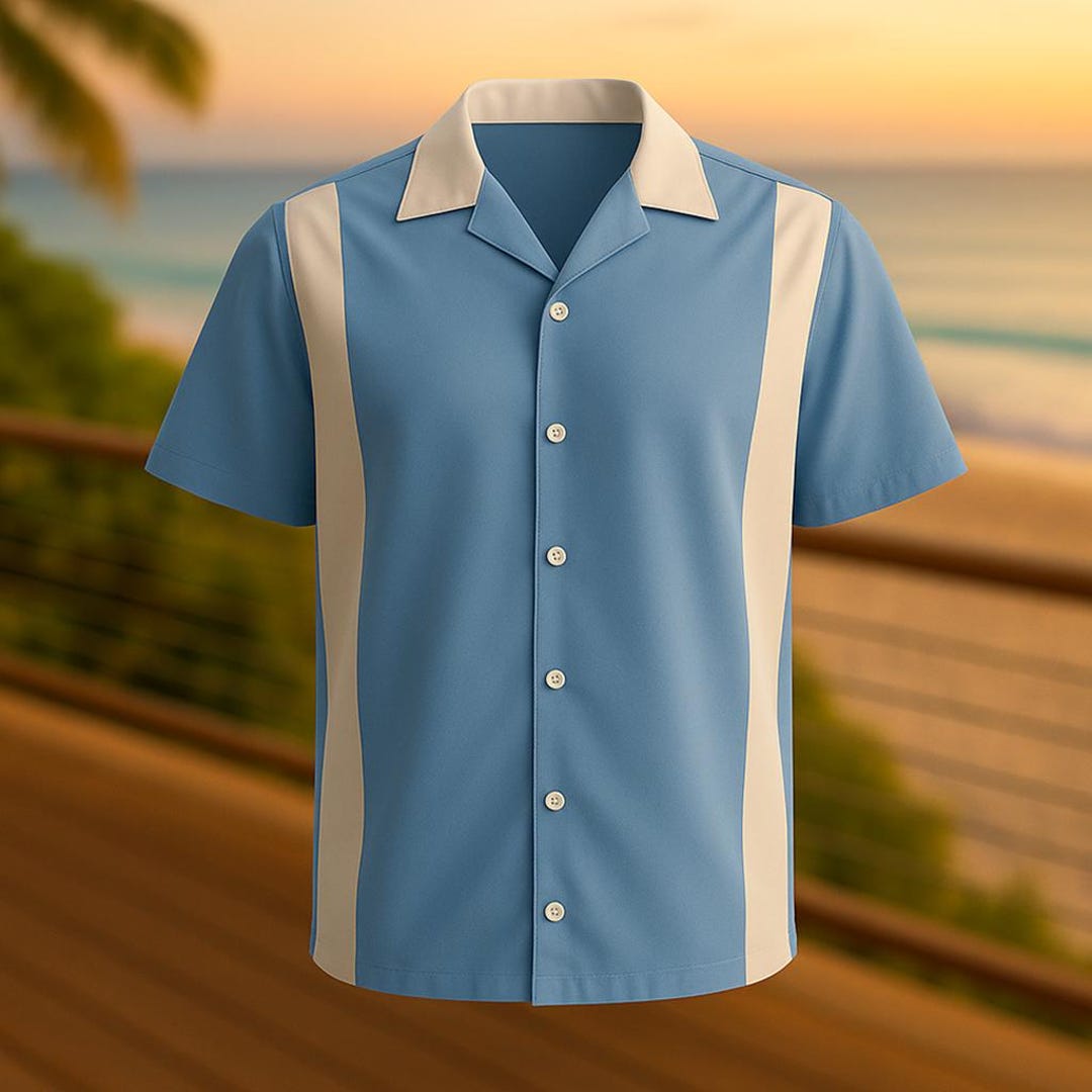 Charlie Harper Style Bowling Shirt | Retro Hellblau Oversized Fit - Etsy.de