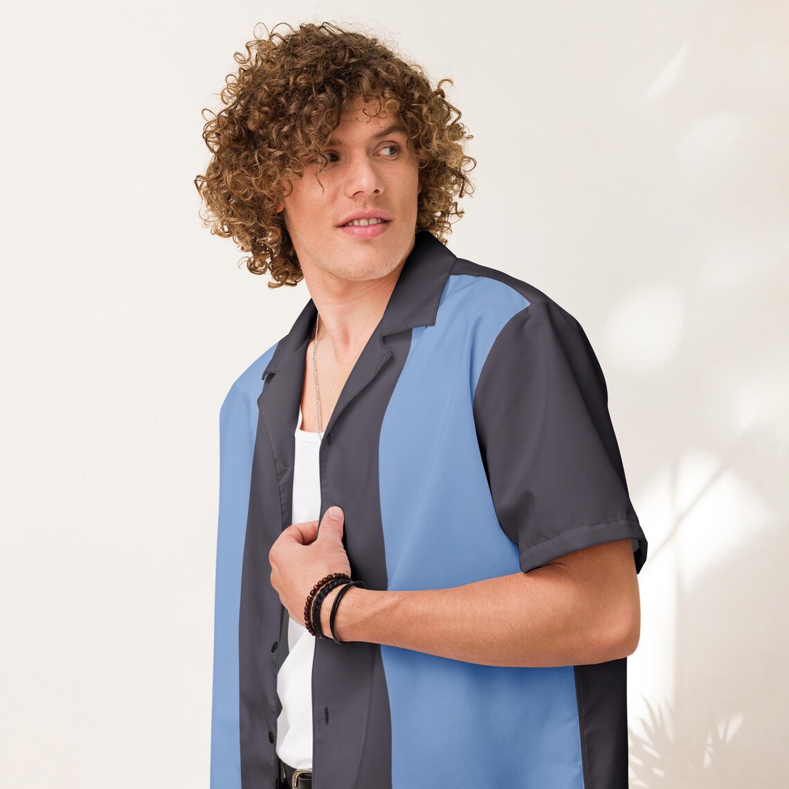Charlie Harper Style Bowling Shirt | Retro Dark Blue Oversized Fit - Etsy