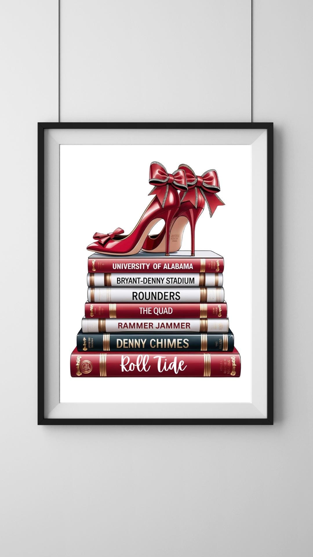 Alabama Book Stack Art Print: Crimson Tide Landmarks (digital Download ...