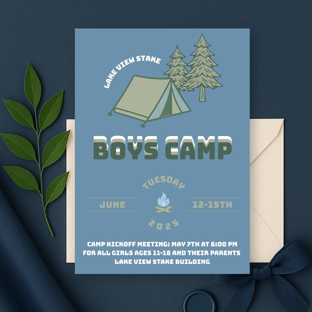 Boys Camp Invitation Template - Blue & Green Design - Instant Download ...
