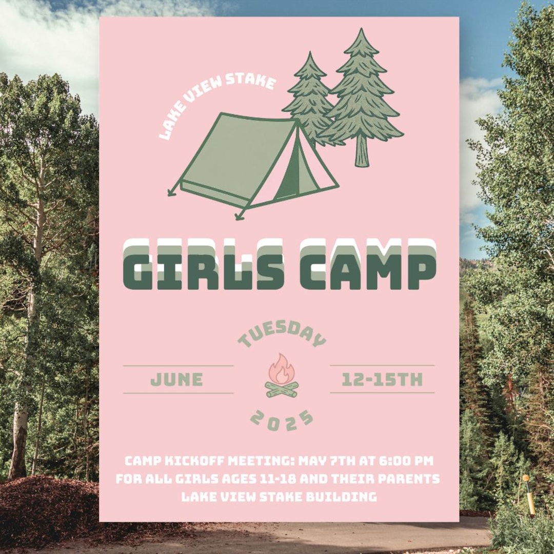 Girls Camp Invitation Template - Pink & Green Design - Instant Download ...