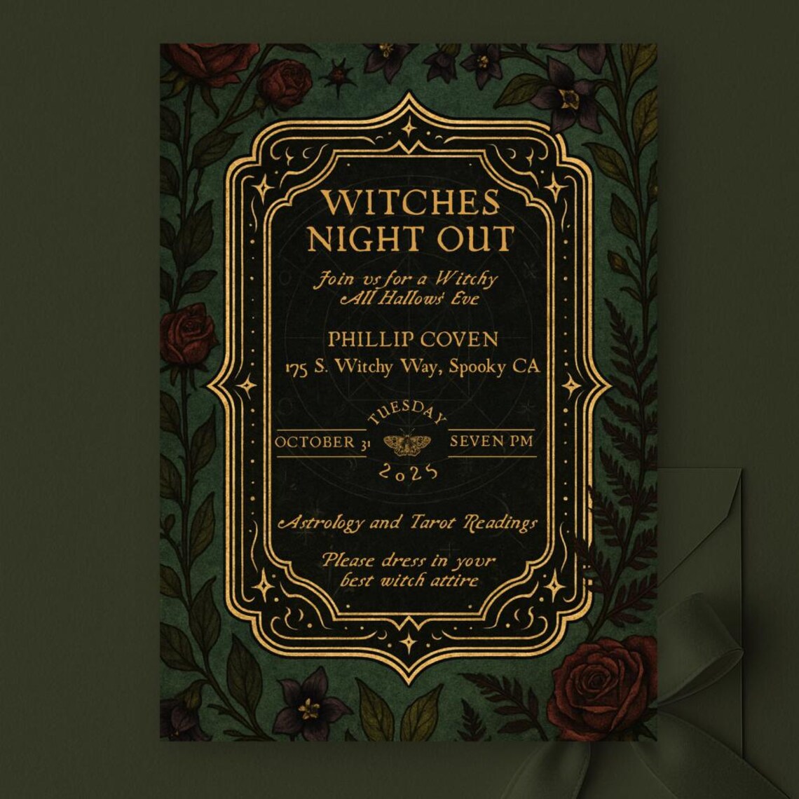 Witches Night Out Invitation Template - Dark Academia Gothic Design ...