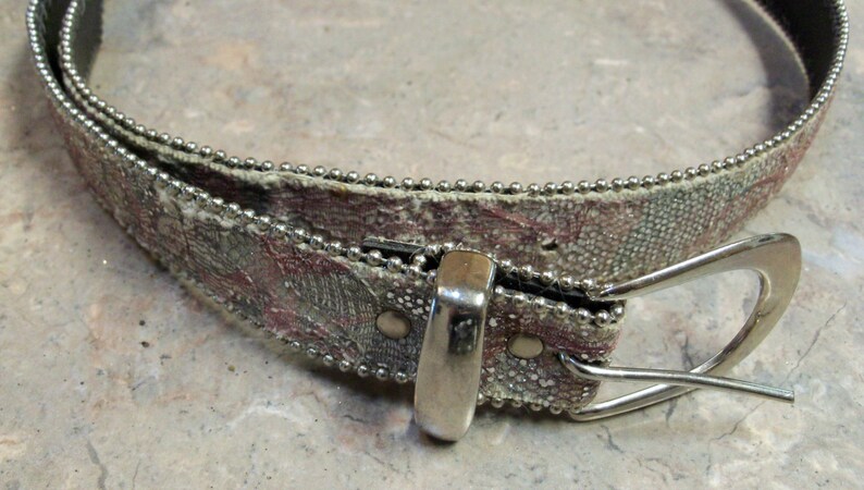 Glitter Belt Vintage 80s Belt Silver Edged Belt Funky Belt Silver ...