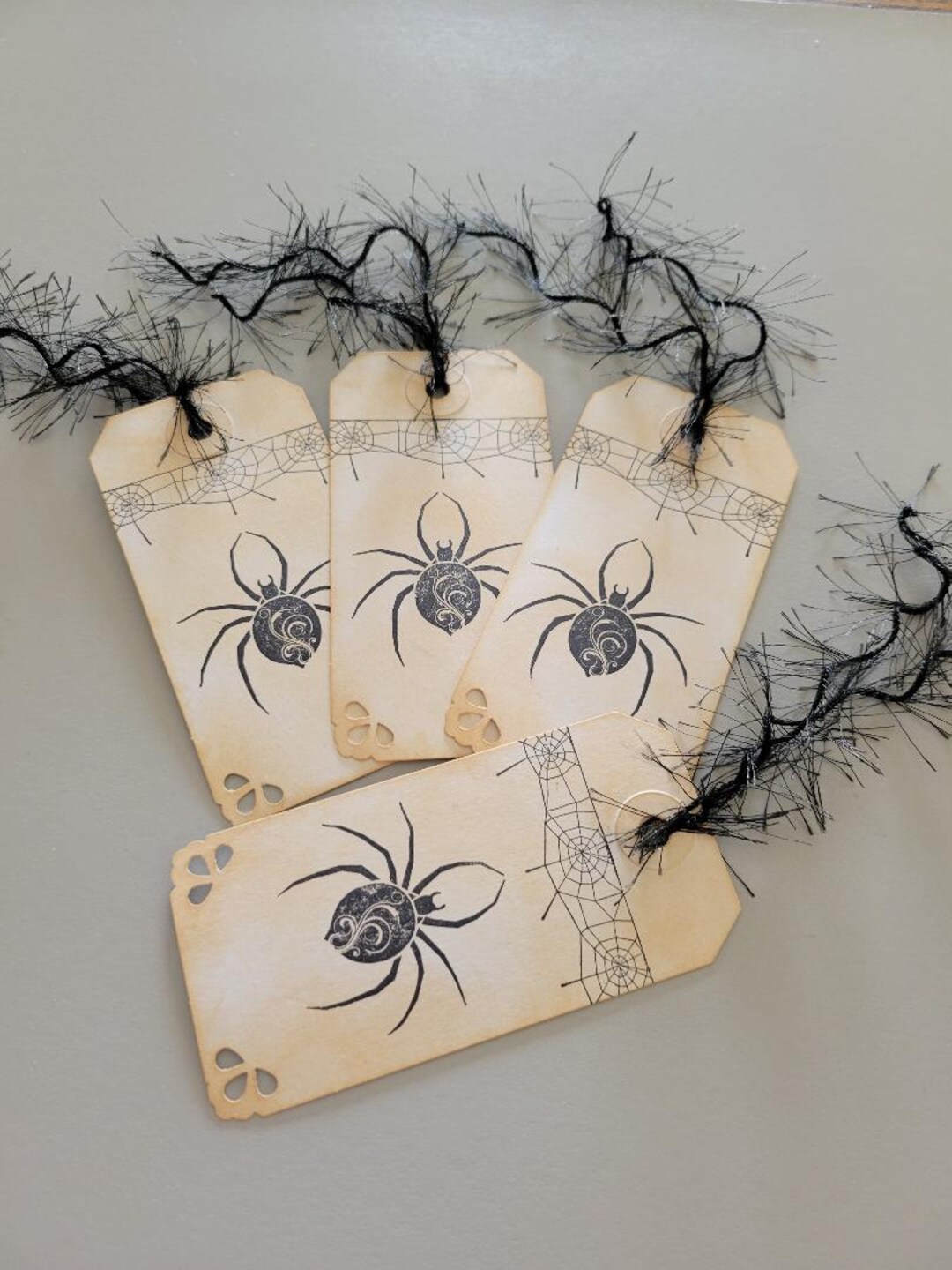 Spider Gift Tags-goth Gift Tags-halloween Gift Tags-spider Vintage ...