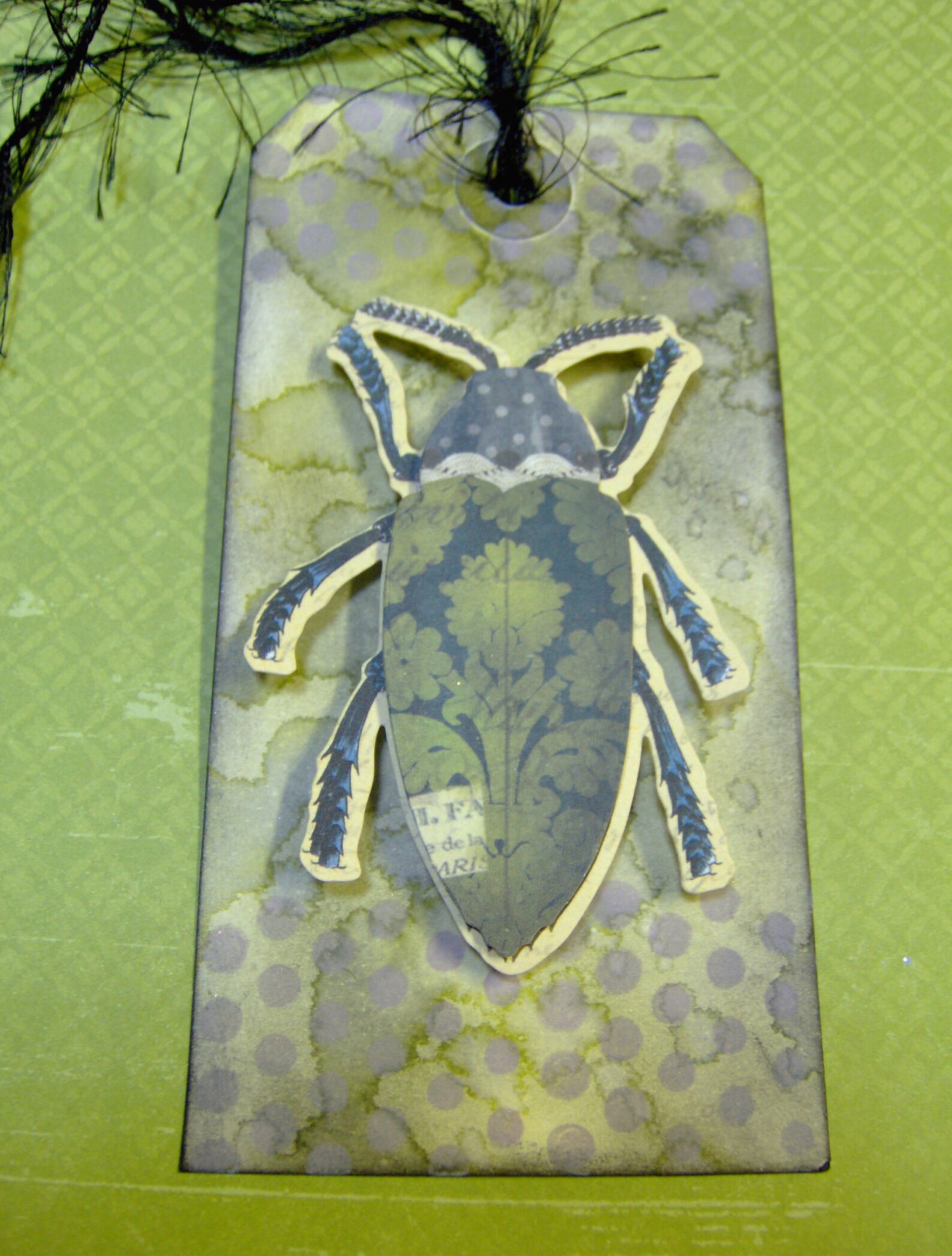 Bug Gift Tag -vintage Style Ink Distressed-3 Dimensional Bug-beetle ...