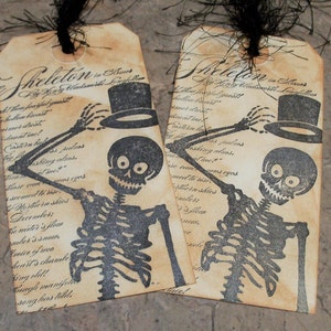 Gift Tags-vintage Style Skeleton Gift Tag-halloween Gift Tags-custom ...