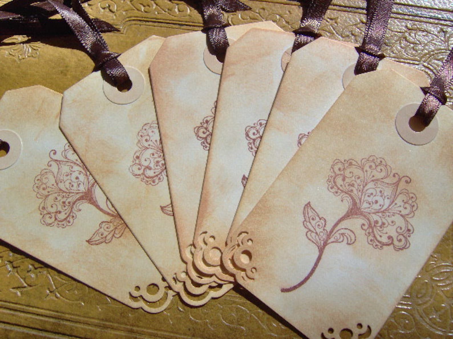 Vintage Flower Themed Gift Tags - Set of 6 Medium Tags - Etsy