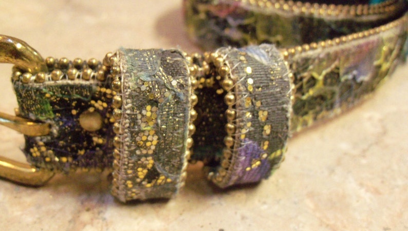 Glitter Belt • Vintage 80s Belt • Gold Edged Belt • Funky Belt • Gold ...