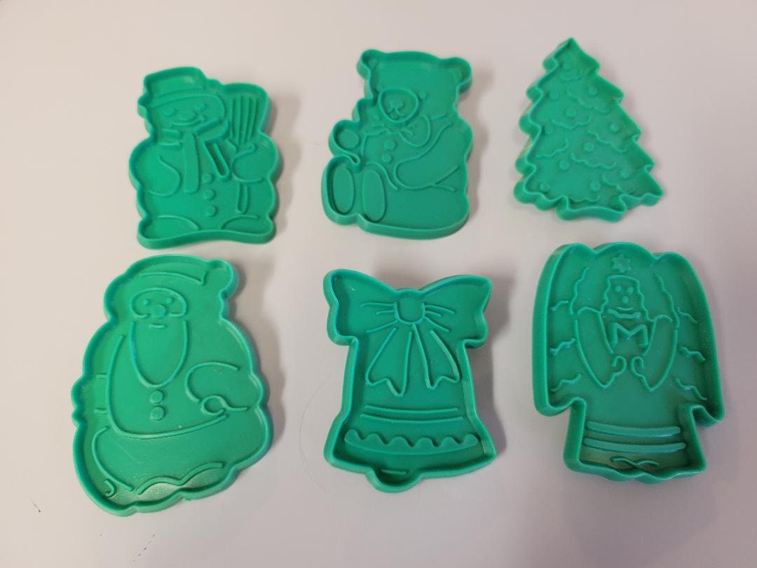 Vintage Plastic Christmas Cookie Cutters-set of 6 Christmas Cookie ...