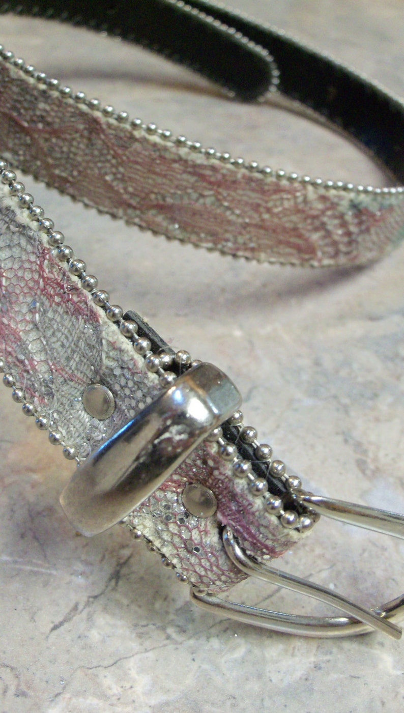 Glitter Belt • Vintage 80s Belt • Silver Edged Belt • Funky Belt ...