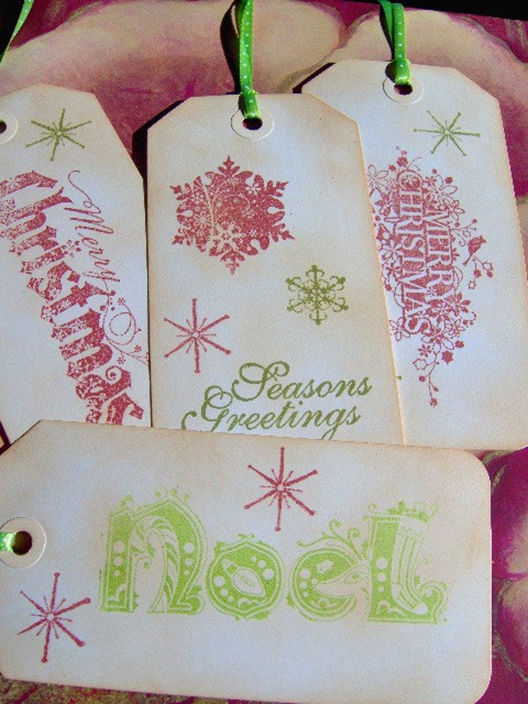 Christmas Greetings Vintage Themed Hand Stamped Gift Tags-gift Tags ...