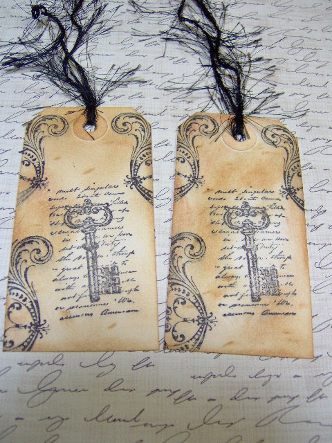 Vintage Paris Style Antiqued Key Themed Gift Tags - Set of 4 Medium ...