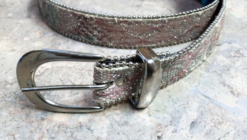 Glitter Belt • Vintage 80s Belt • Silver Edged Belt • Funky Belt ...