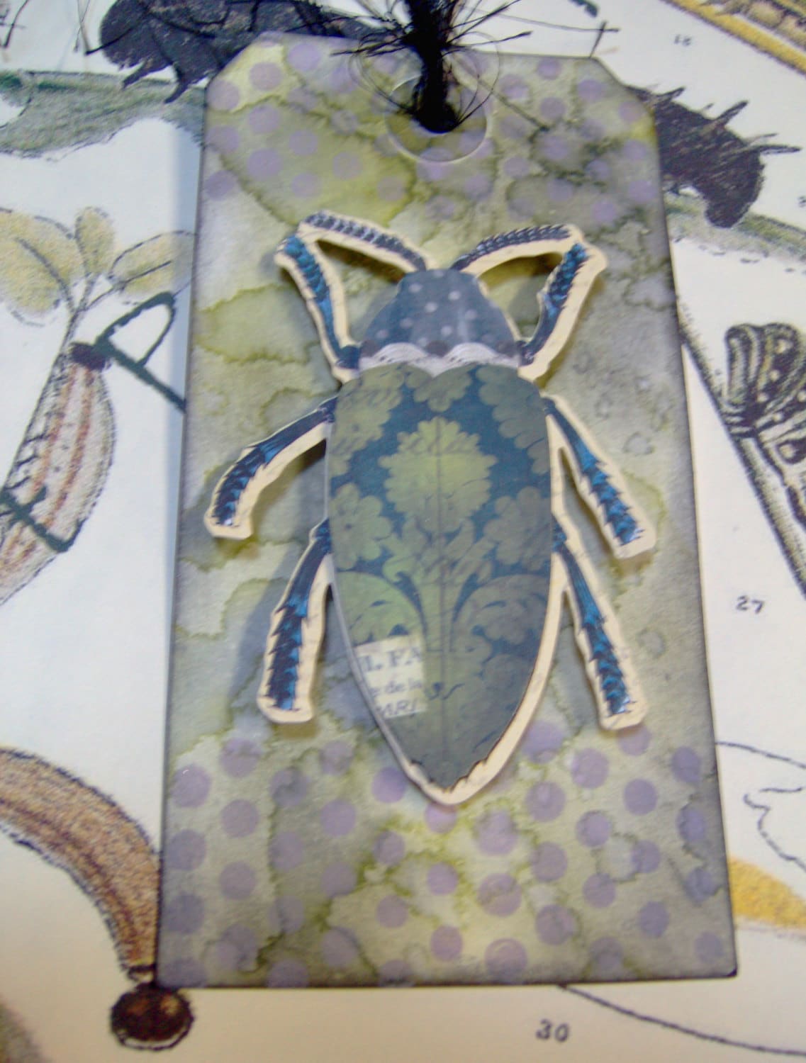 Bug Gift Tag -vintage Style Ink Distressed-3 Dimensional Bug-beetle ...