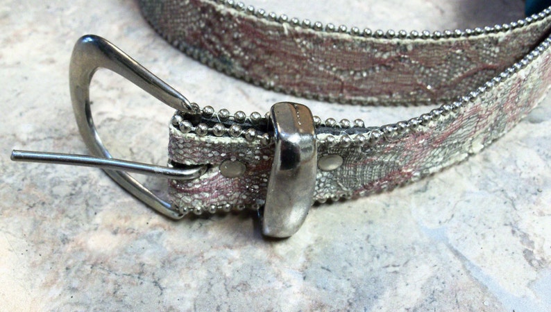 Glitter Belt • Vintage 80s Belt • Silver Edged Belt • Funky Belt ...