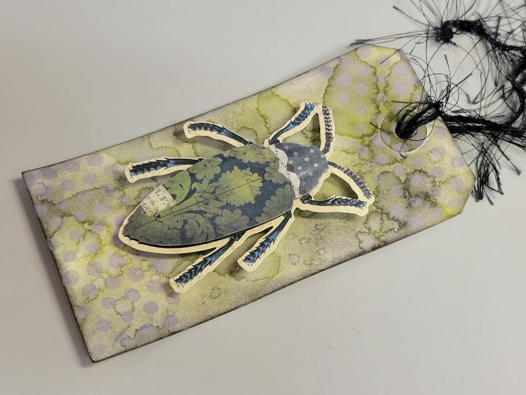 Bug Gift Tag-vintage Style Ink Distressed-3-dimensional Bug-beetle ...
