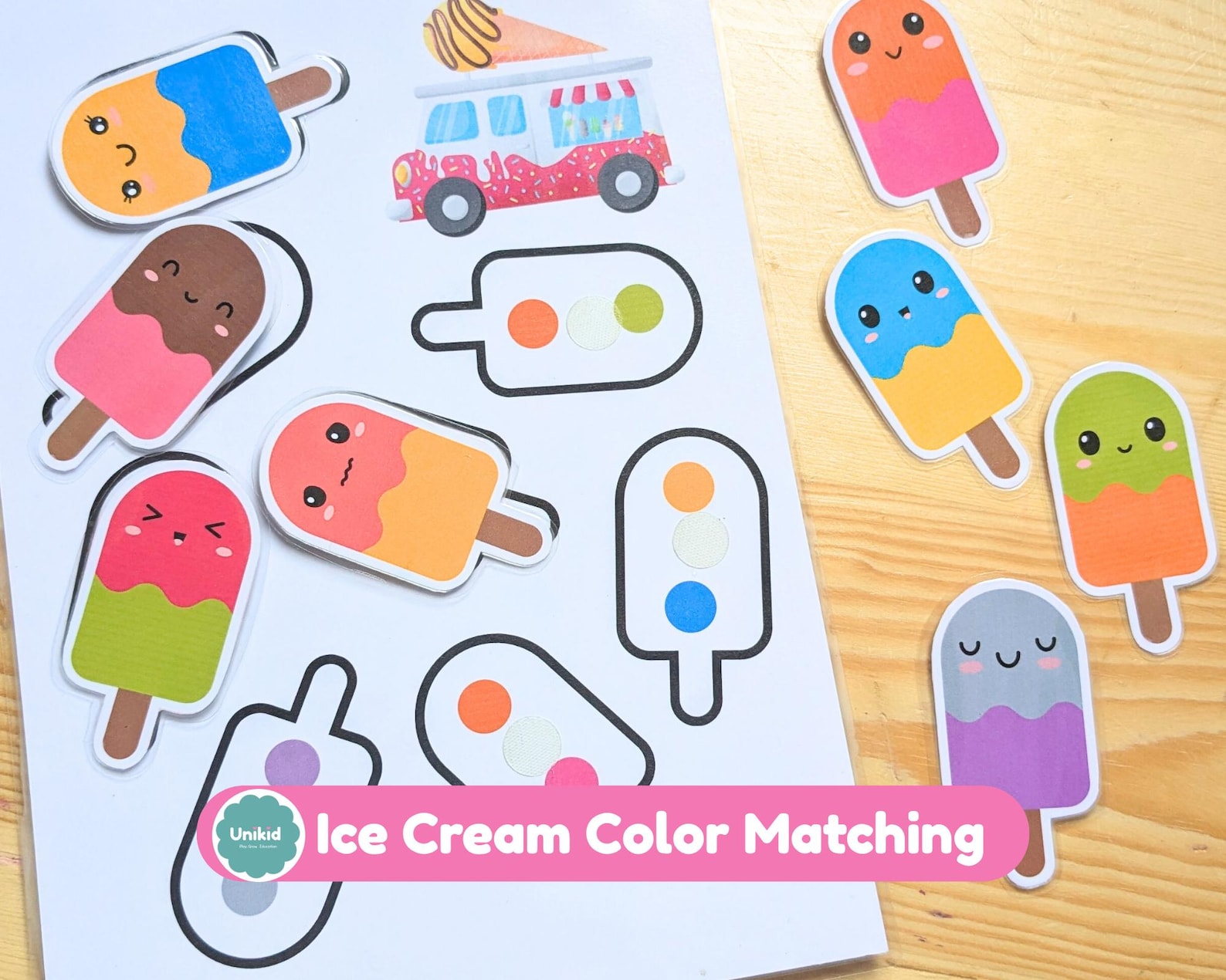 Ice Cream Color Matching Activity | Printable Preschool Game | Toddler ...