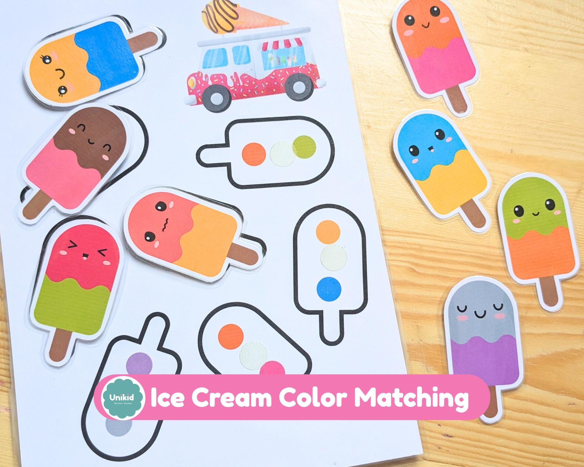 Ice Cream Color Matching Activity | Printable Preschool Game | Toddler ...