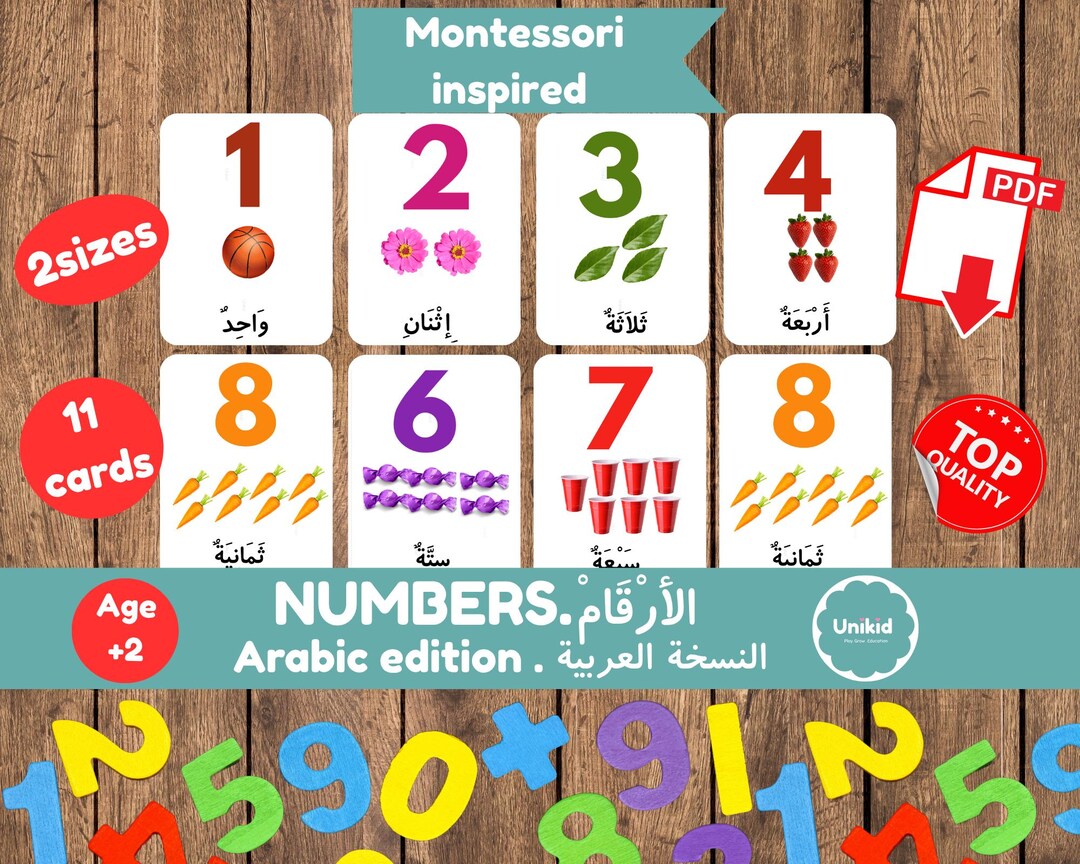 Arabic NUMBERS Flashcards PDF • Montessori Real Picture Cards • Arabic ...