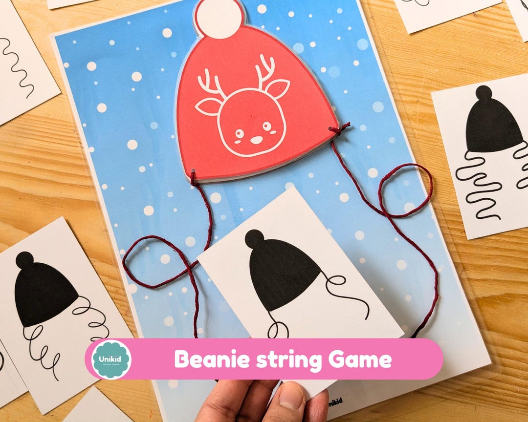 Beanie String Game, Winter Activities Printable, Fine Motor Skills ...